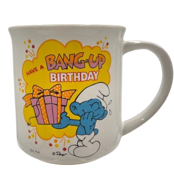 Vintage | Dining | Vintage 982 Smurfs Have A Bang Up Birthday Retro Fun ...
